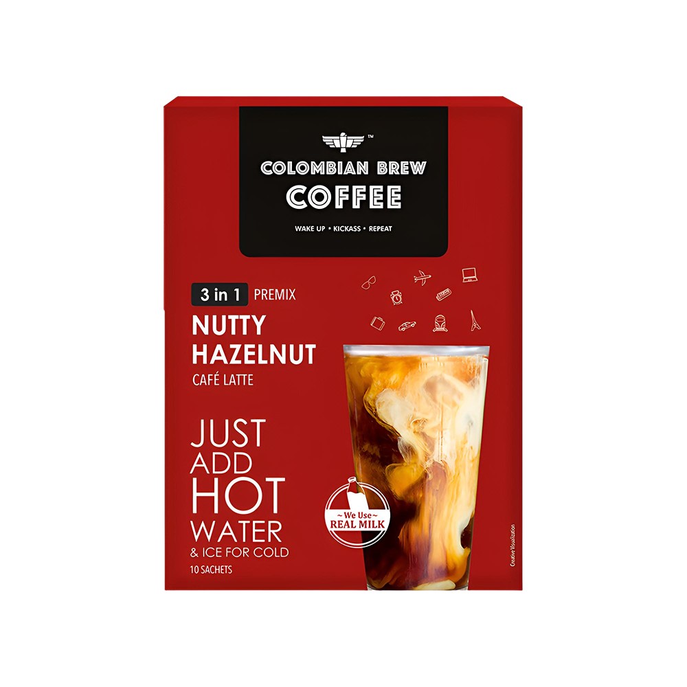 Colombian Brew Coffee 3 in 1 Coffee Premix (Nutty Hazelnut) - 10 x 20 g ...