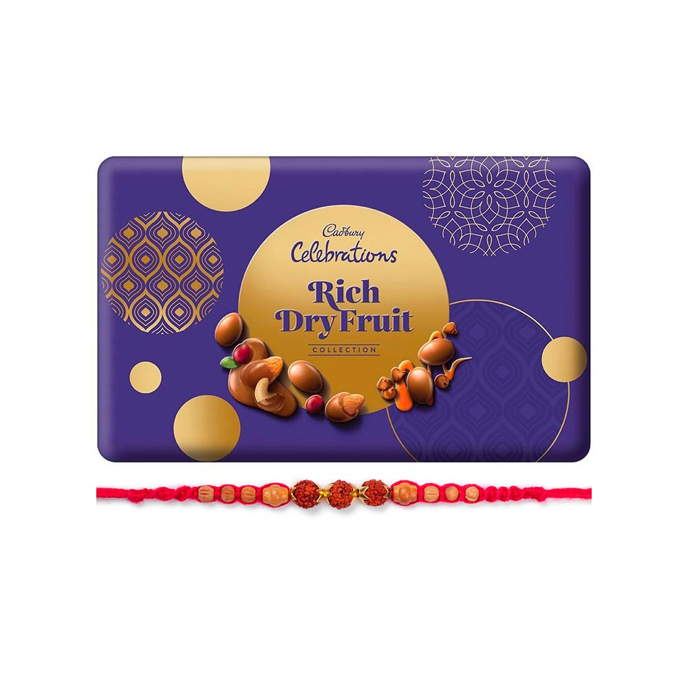 Rudraksh and Chandan Rakhi (Multicolor) By Aurum + Cadbury Celebrations ...