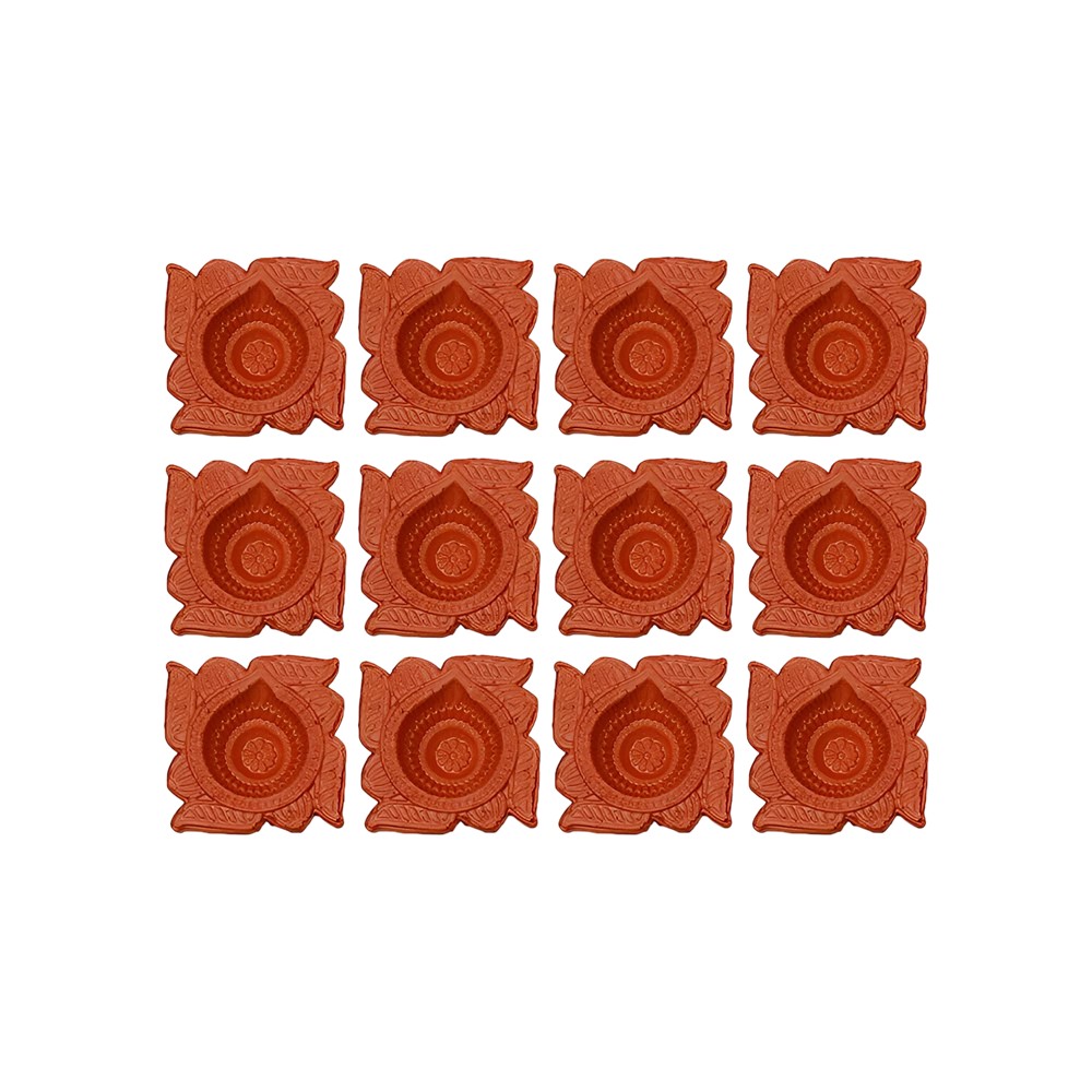 Plain Swastik Design Clay Diya (Brown) by Satvik (Mitti Diya) Price ...