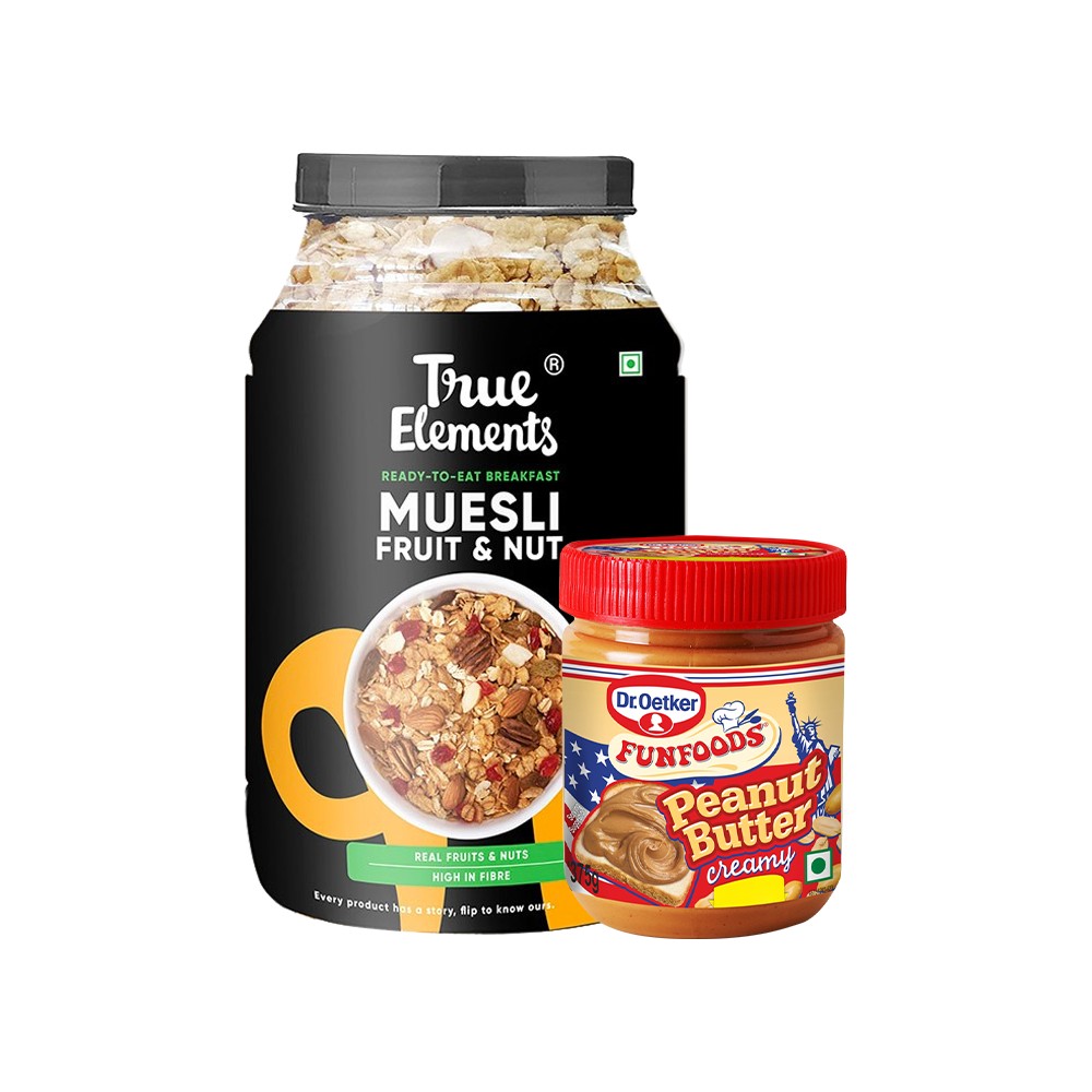 True Elements Muesli with Real Fruits & Nuts + Dr. Oetker FunFoods ...