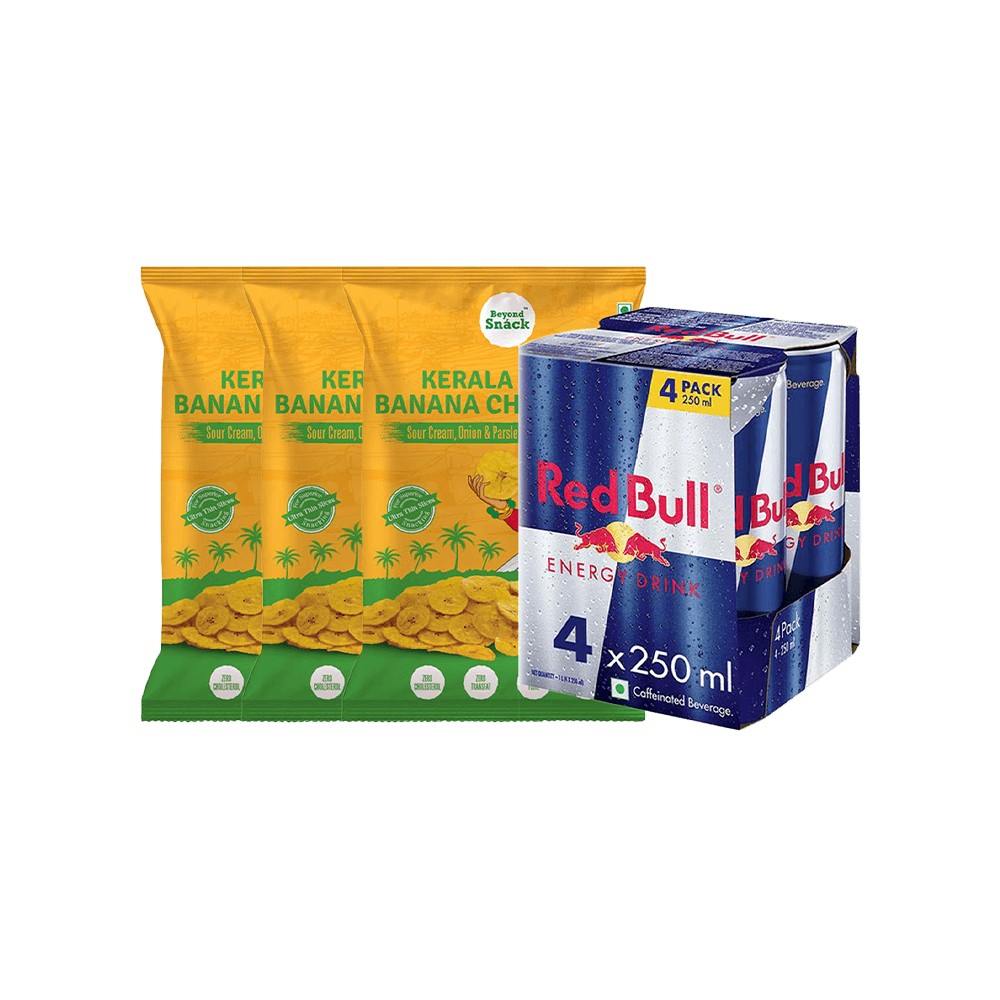 Red Bull Energy Drink (4 x 250 ml) + Beyond Snack Kerala Sour Cream ...