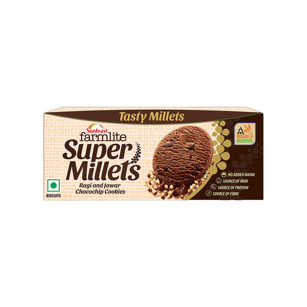 Sunfeast Farmlite Super Millets Ragi and Jowar Chocochip Cookies Price ...