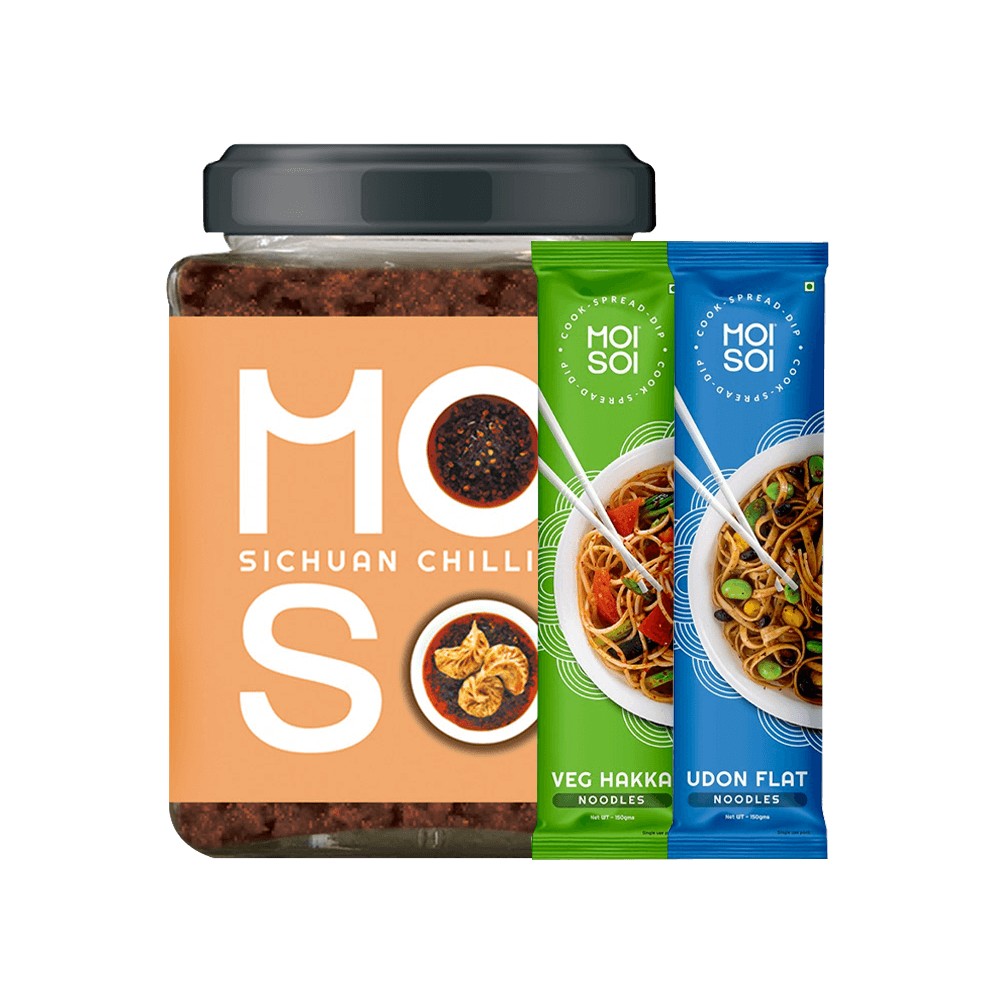 Moi Soi Sichuan Chilli Oil + Moi Soi Udon Flat Noodles + Moi Soi Veg ...
