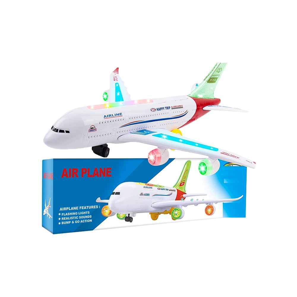 Toyshine Bump and Go Action Airplane Toy Vehicle with LED Flashing ...