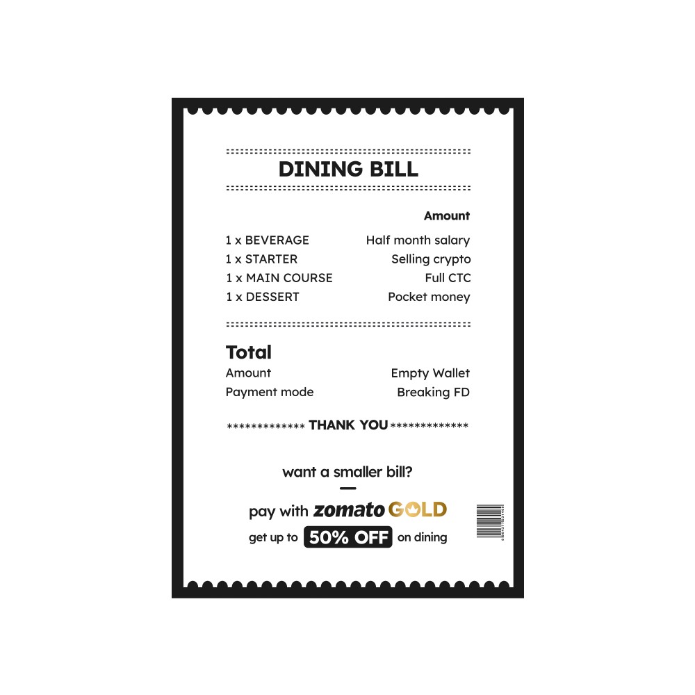 Zomato Dining Bill - Flyer Sample Price - Buy Online at Best Price in India