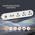 Havells 3 In 1, 240V-6A, 3-Pin USB Extension Board (1.5 meters, White ...