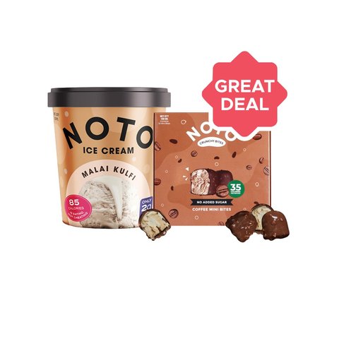 Noto Malai Kulfi Ice Cream Cup + Crunchy Coffee Mini Ice Cream Bites ...