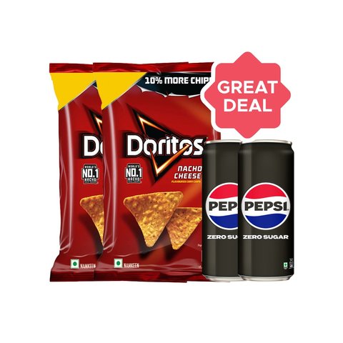 Pepsi Black Zero Sugar Soft Drink + Doritos Cheese Flavour Nachos Chips ...