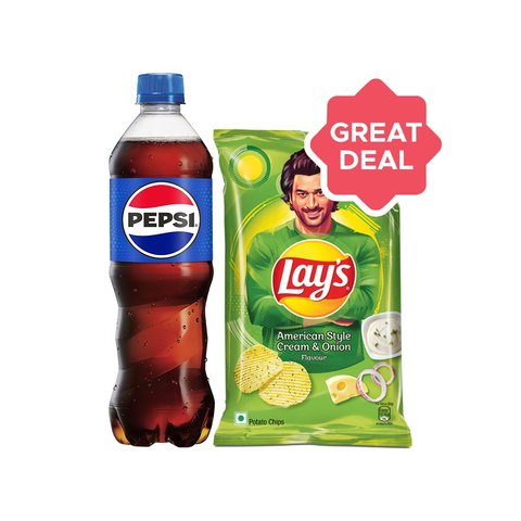 Pepsi Soft Drink + Lay's American Style Cream & Onion Flavour Potato ...