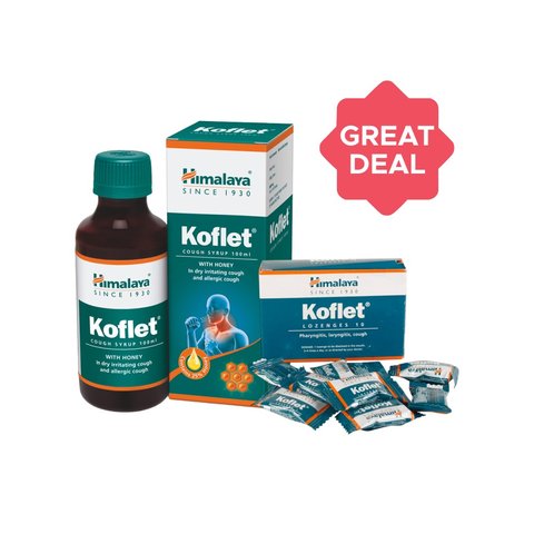 Himalaya Koflet Cough Syrup + Koflet Lozenges Cough Toffee Combo Price ...