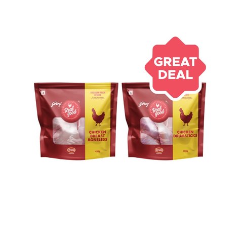 Godrej Real Good Real Good Chicken Drumstick + Real Good Chicken Breast ...