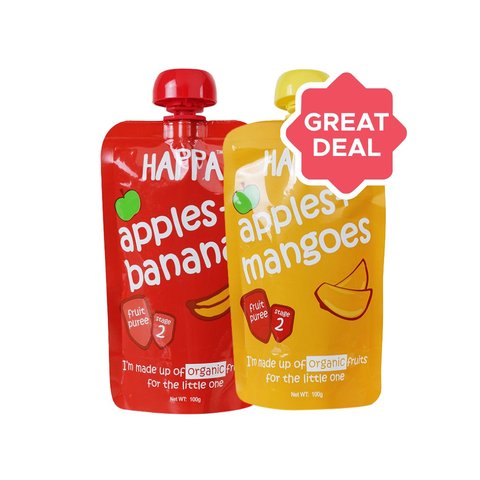 Happa Organic Apples and Bananas Fruit Puree + Happa Organic Apples and ...
