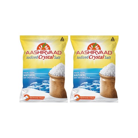 Aashirvaad Iodized Crystal Salt for Traditional Dishes - Pack of 2 ...