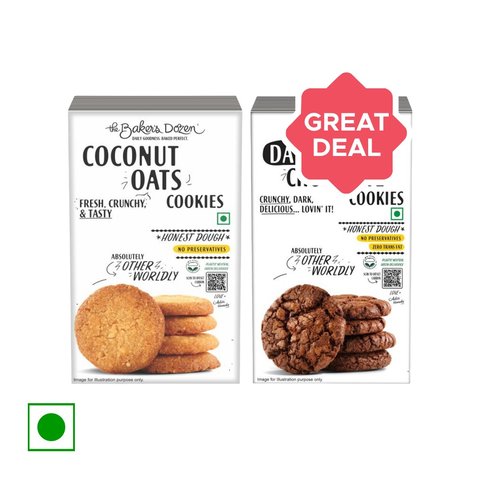 The Baker's Dozen Dark Chocolate Cookies + Coconut Oats Cookies Combo ...