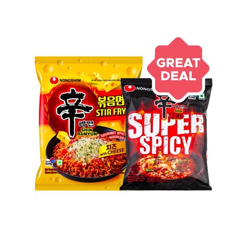 Nongshim Stir Fry Shin Ramyun Noodles With Cheese + Shin Red Super ...