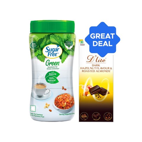 Sugar Free Green 100% Natural Stevia Sweetener + Sugar Free D'Lite Dark ...