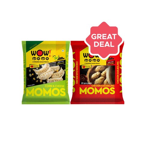 Wow! Momo Corn & Cheese Momos (Frozen) + Darjeeling Chicken Momos - 20 ...