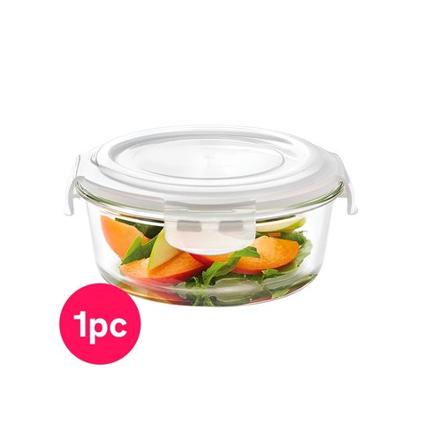 Borosil Klip N Store Borosilicate Glass Container (Round) (Transparent ...