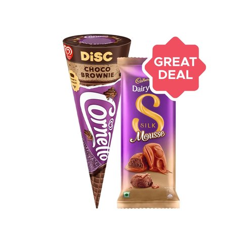 Kwality Walls Cornetto Choco Brownie Frozen Dessert Cone + Cadbury ...