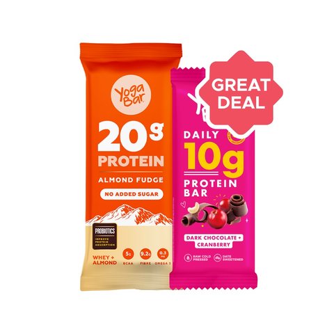 Yoga Bar Bar 10 g Dark Choco-Chip Protein Bar + Bar 20g Protein Almond ...