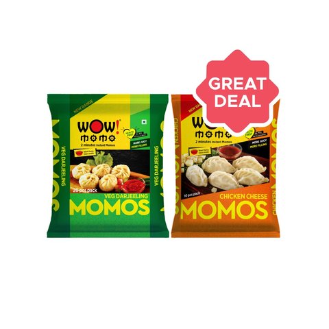Wow! Momo Chicken Cheese Chicken Momos (Frozen) + Veg Darjeeling Momos ...