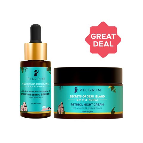 Pilgrim Vitamin C Brightening Face Serum + Retinol Night Cream Combo ...