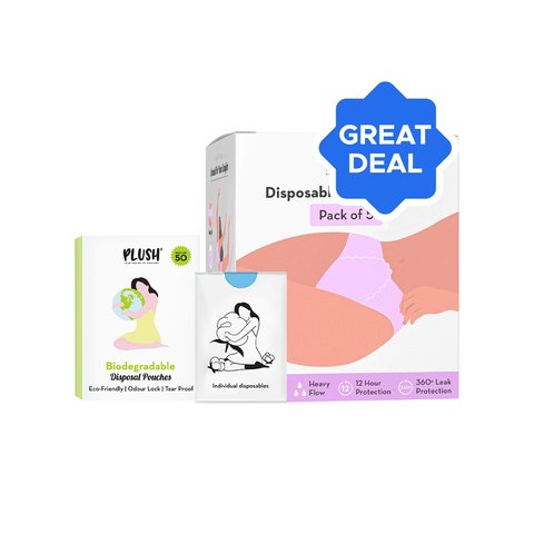 Plush Disposable Period Panty (M/L) + Plush Biodegradable Disposal Bag ...