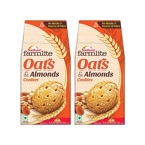 Sunfeast Farmlite Oats Almonds Cookies - Pack of 2 Price - Buy Online ...