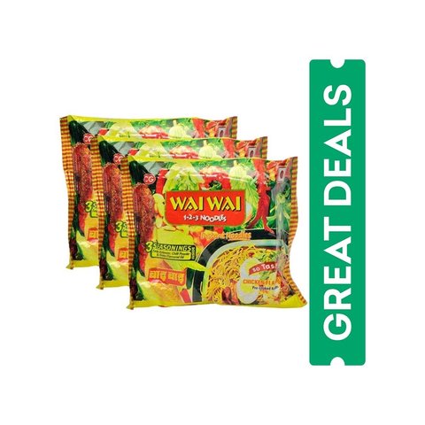 Wai Wai Ready To Eat Chicken Flavoured Instant Noodles - Pack of 3 ...