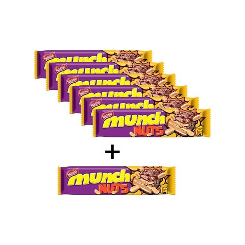 Nestle Munch Nuts Chocolate Coated Crunchy Wafer Bar - Buy 6 Get 1 Free ...