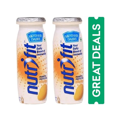 Mother Dairy Nutri Fit Probiotic Drink Mango Lassi - Pack of 2 Price ...