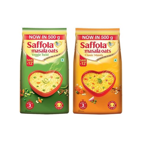 Saffola Masala Veggie Twist Oats + Classic Masala Oats Combo Price ...