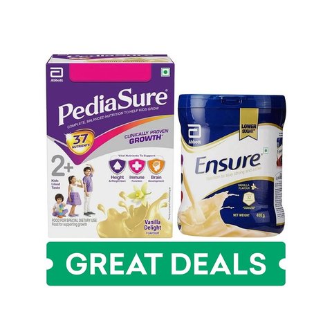 PediaSure Vanilla Delight Drink Mix + Ensure Vanilla Drink Mix Combo ...