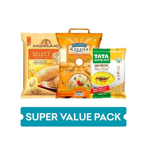 Tata Sampann Unpolished Toor Dal/Toor Dal + Daawat Rozana Super Basmati ...