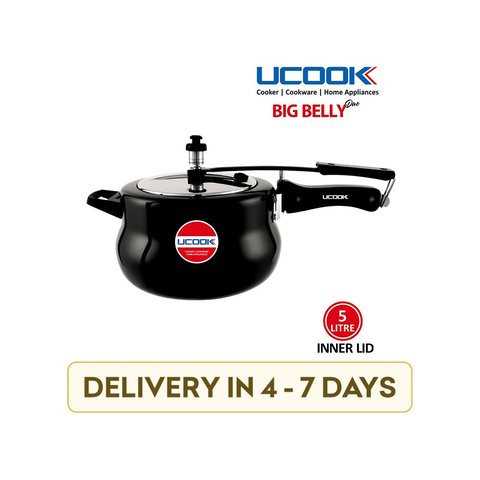 Ucook PC0492 Big Belly Duo Handi Shape Pressure Cooker (Hard Anodised ...