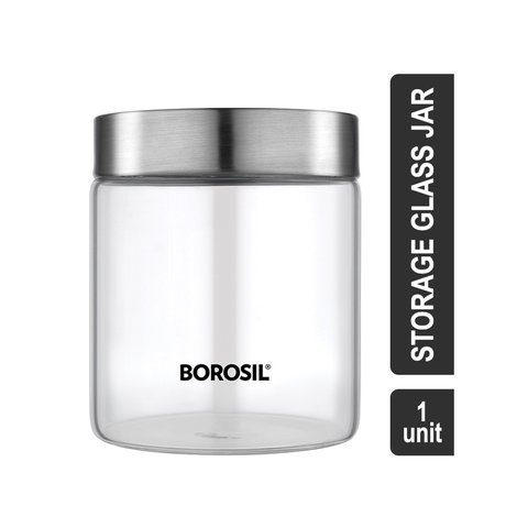 Borosil Glass Jar Set (Stainless Steel Lid, Transparent, 900 ml) Price ...