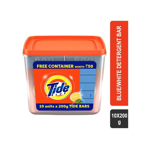 Tide Blue/White Detergent Bar - Pack of 10 & Free Container Price - Buy ...