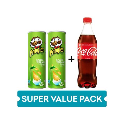 Pringles Sour Cream & Onion Chips - Free Coca-Cola Soft Drink (Bottle ...