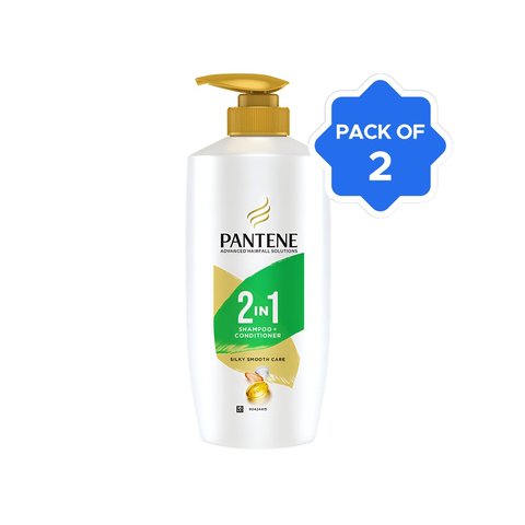 Pantene Silky Smooth Care 2 in 1 Shampoo & Conditioner - Pack of 2 ...