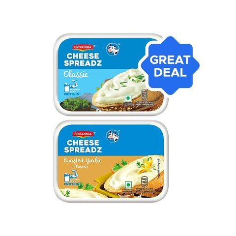 Britannia Classic Cheese Spread 100 g + Britannia Roasted Garlic ...
