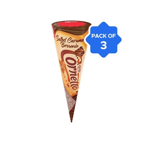 Kwality Walls Cornetto Salted Caramel Brownie Frozen Dessert Cone ...