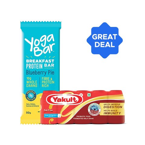 Yoga Bar Blueberry Pie Breakfast Protein Bar + Yakult Probiotic Health ...