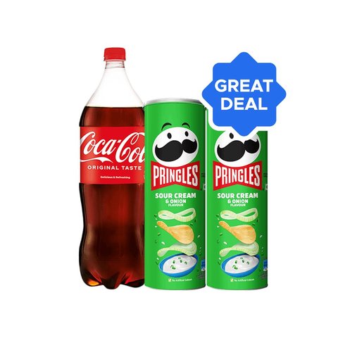 Coca-Cola Soft Drink + Pringles Sour Cream & Onion Potato Chips Combo ...