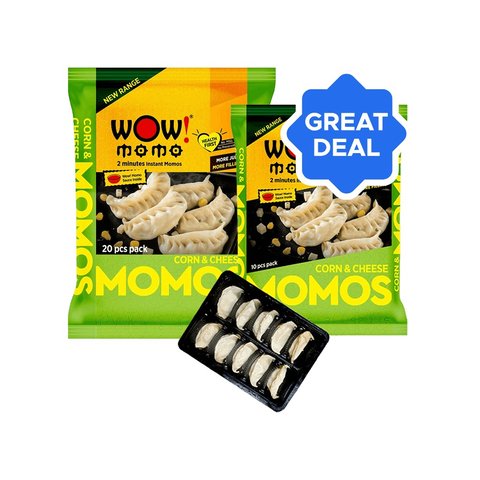 Wow! Momo Corn & Cheese Momos (Frozen) + Wow! Momo Corn & Cheese Momos ...