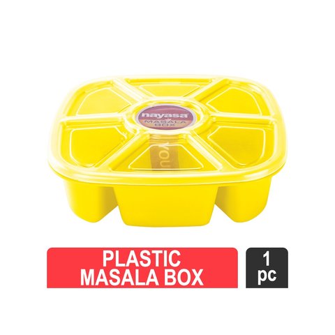 Nayasa Square Plastic Masala Box (With Spoons) (1050 ml, Yellow) Price ...