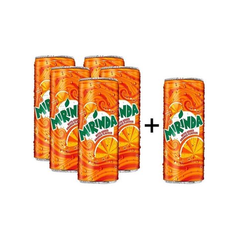 Buy Mirinda Soft Drink (Can) - Buy 5 Get 1 Free Online at ₹125 per 6x250 ml