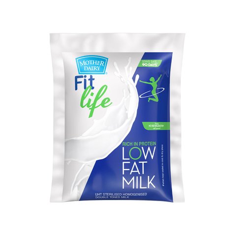 Mother Dairy Live Lite Double Toned Low Fat Milk (Polypack) - Pack of ...