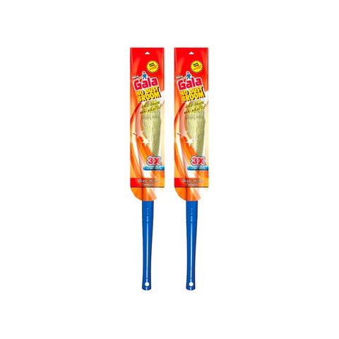 Gala Broom / Jhadu (Plastic & Grass like Fiber, Blue & Brown) - Pack of ...