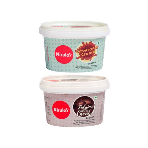 Nirula's Butterscotch Crunch Ice Cream + Nirula's Belgian Cocoa Chunk ...