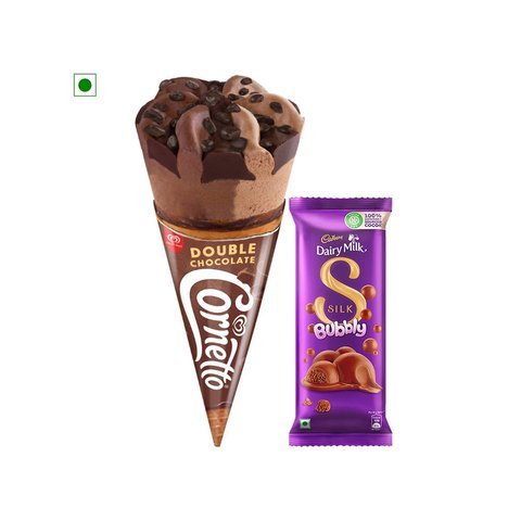 Cadbury Dairy Milk Silk Bubbly Chocolate Bar + Kwality Walls Cornetto ...